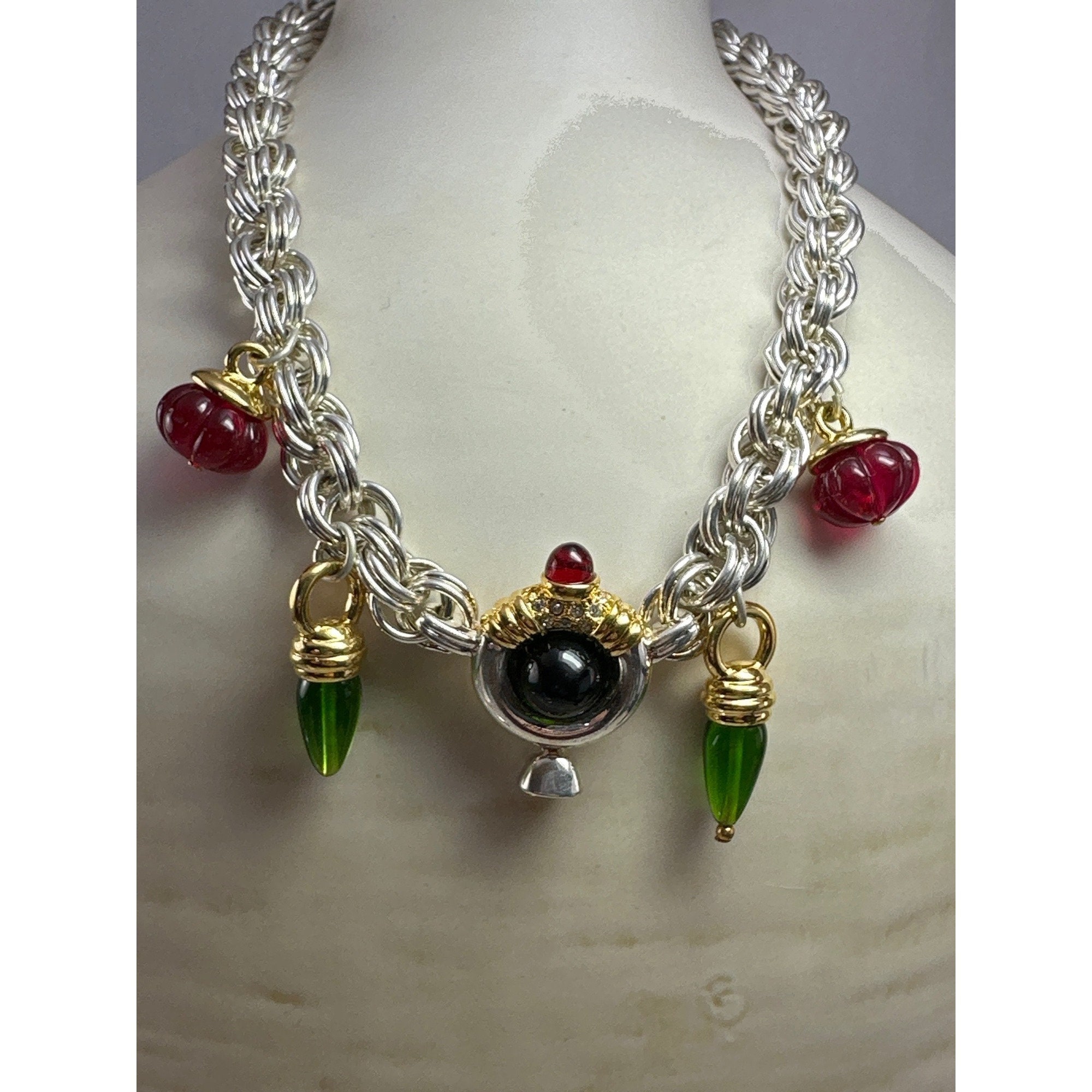 Vintage Avon Jasara Christmas Necklace - Silver-tone - Etsy