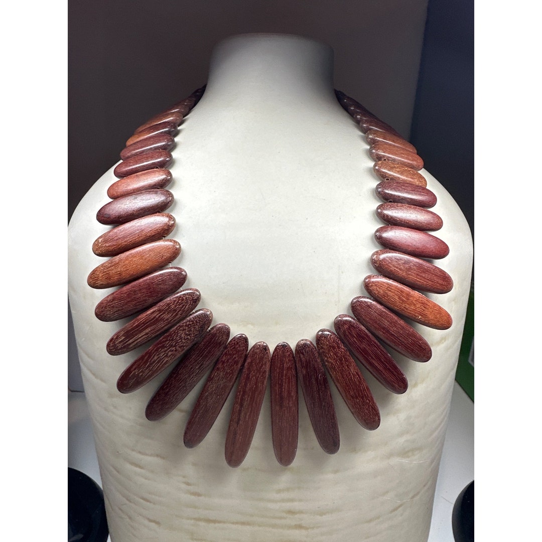 Vintage Polished Wood Choker - Etsy