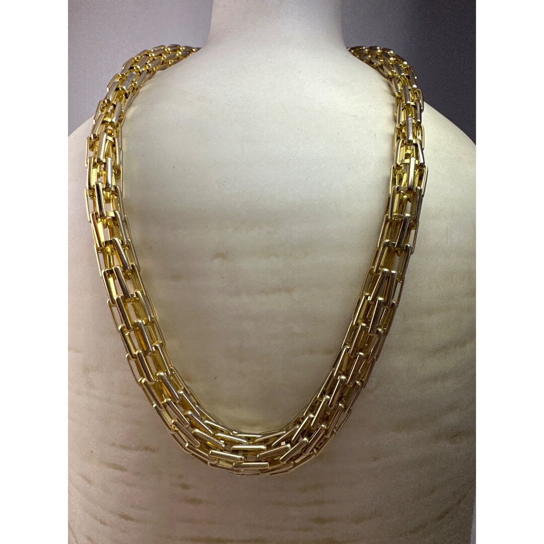 Vintage Gold-tone Rounded Chain Link Necklace - Etsy