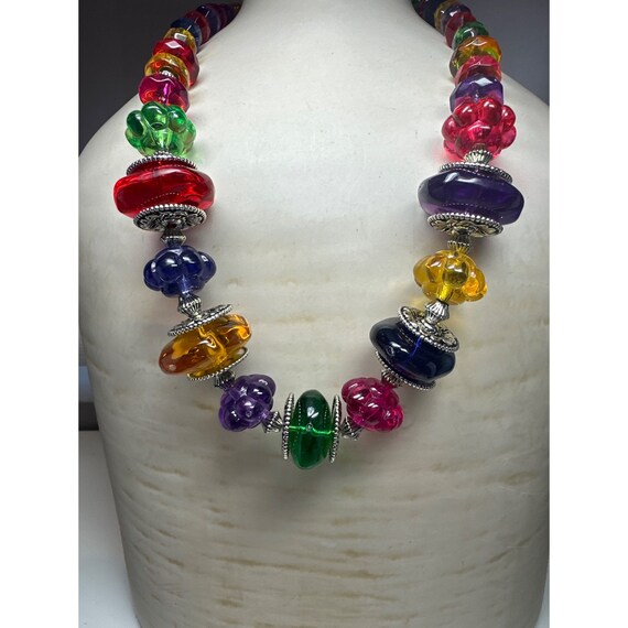 Vintage Retro Colorful Lucite Necklace - Gem