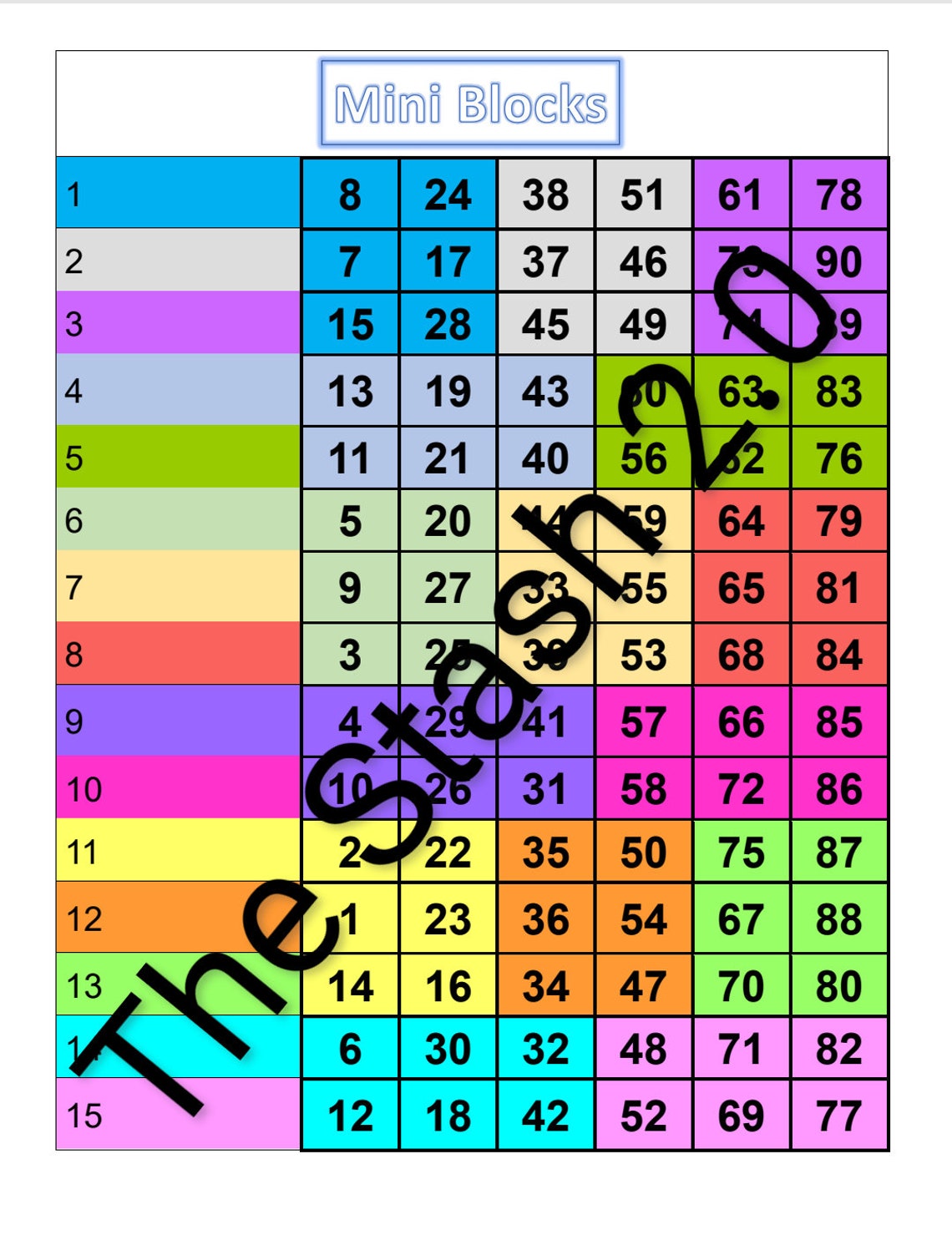 15 Line Mini Block Bingo Sheet Boards Mixed and Straight - Etsy