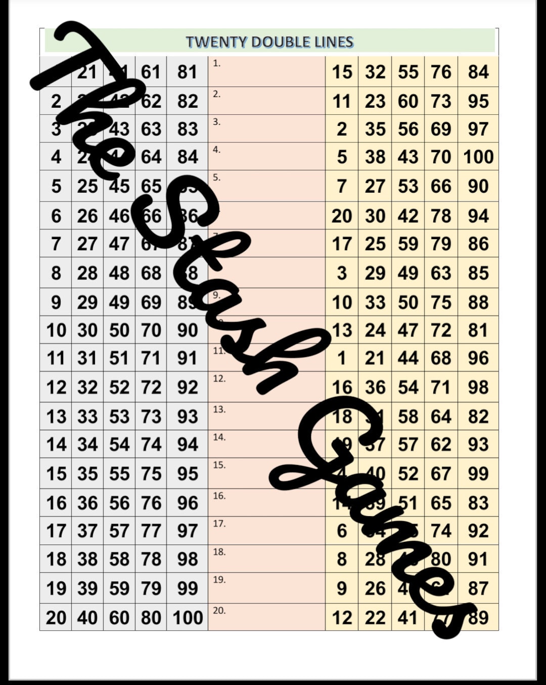 Planche de bingo 20 lignes double lignes - Etsy France