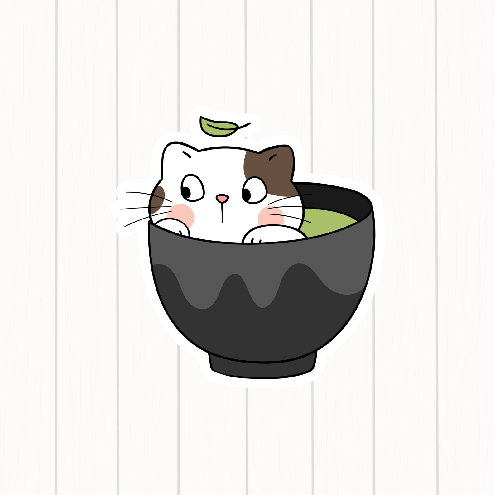 Cute Cat Matcha Tea Latte Set of 6 Stickers Kawaii - Etsy