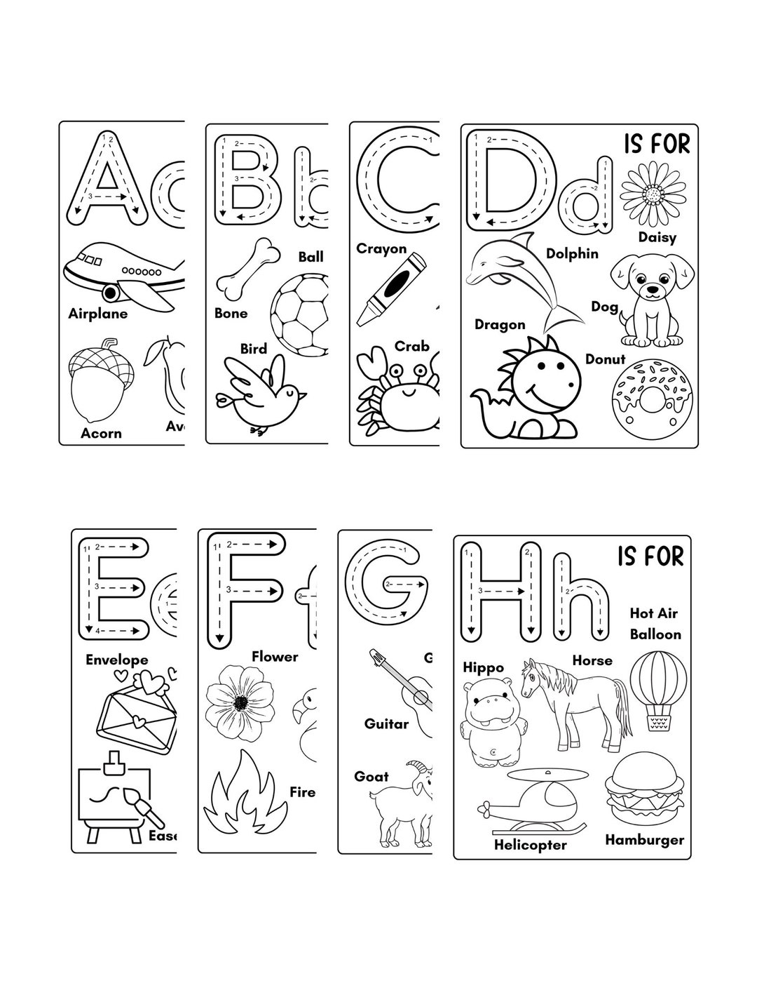 Digital, Printable Alphabet Coloring Pages - 26 Pages - Etsy
