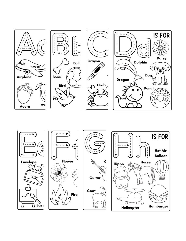 Digital, Printable Alphabet Coloring Pages - 26 Pages - Etsy
