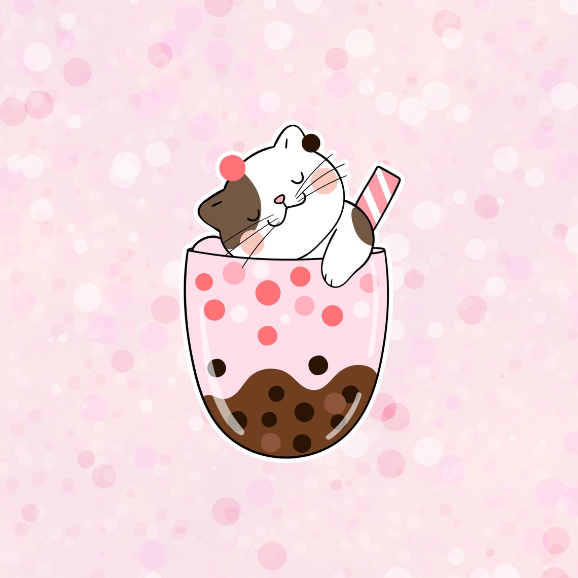 Set of 6 Cute Bubble Tea Cats Stickers Kawaii Waterproof, Vinyl - Etsy
