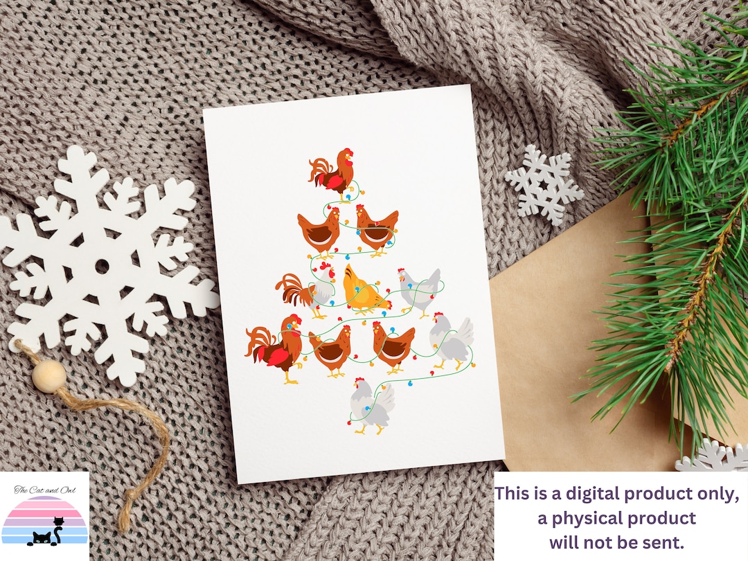 Chicken Christmas Tree - Printable Christmas Card - Etsy