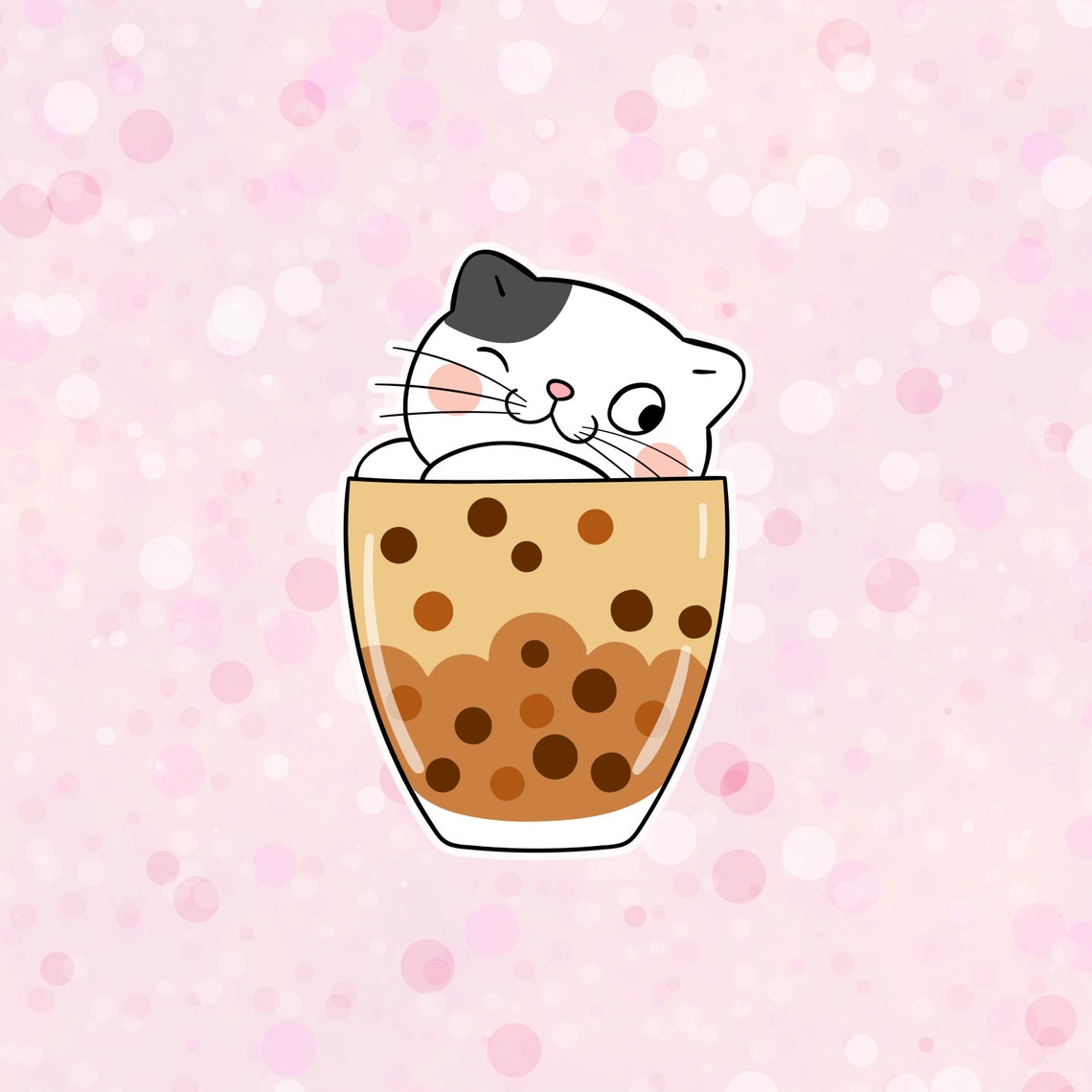 Set of 6 Cute Bubble Tea Cats Stickers Kawaii Waterproof, Vinyl - Etsy