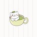 Cute Cat Matcha Tea Latte Set of 6 Stickers Kawaii - Etsy