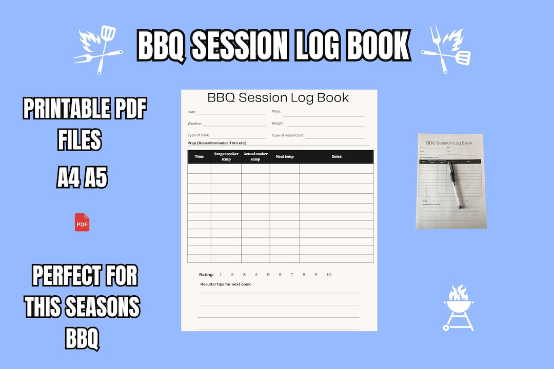 BBQ Logbook BBQ Journal Printable PDF Digital Download - Etsy