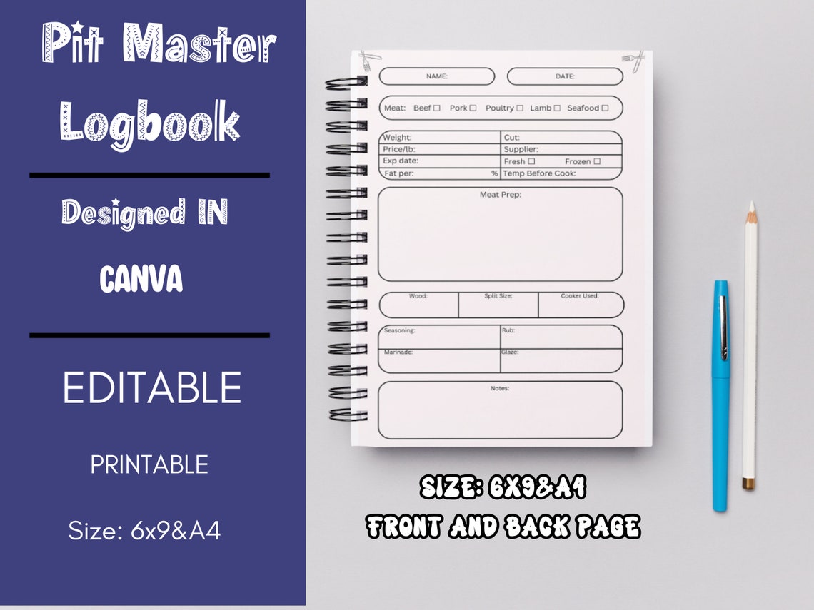 BBQ Logbook | BBQ Journal | Printable| Editable | BBQ Checklist | Pdf ...