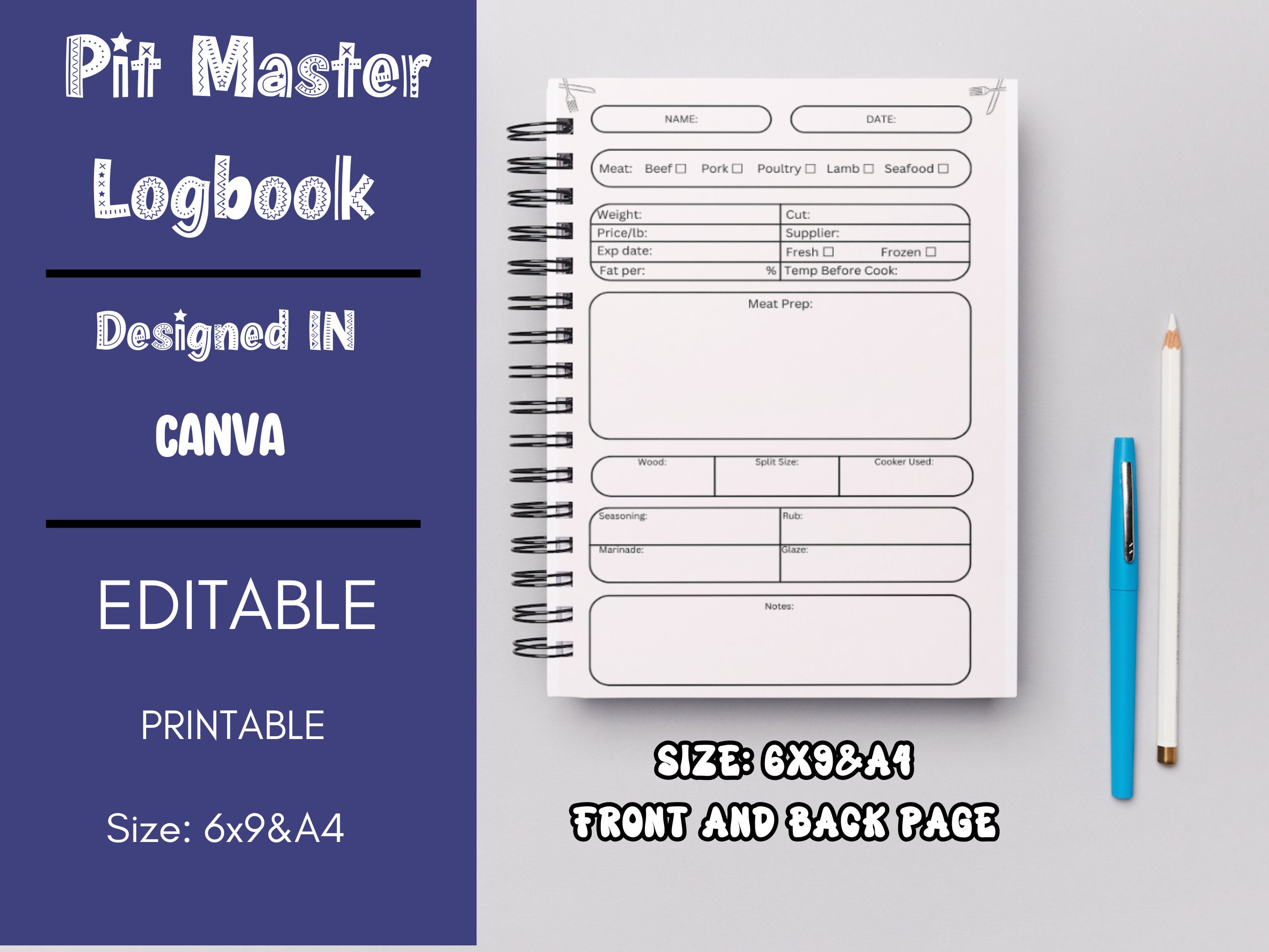 BBQ Logbook | BBQ Journal | Printable| Editable | BBQ Checklist | Pdf ...