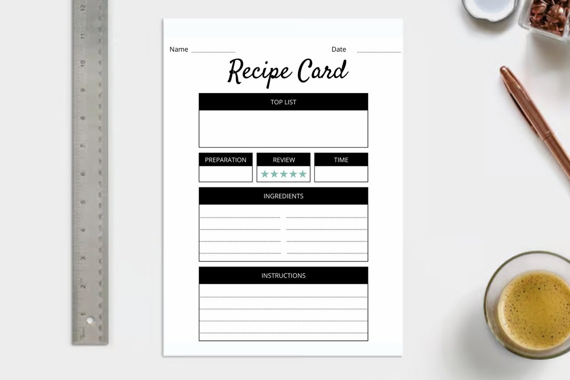 Printable Recipe Card A4 Template recipe Sheet Template Print Ready - Etsy