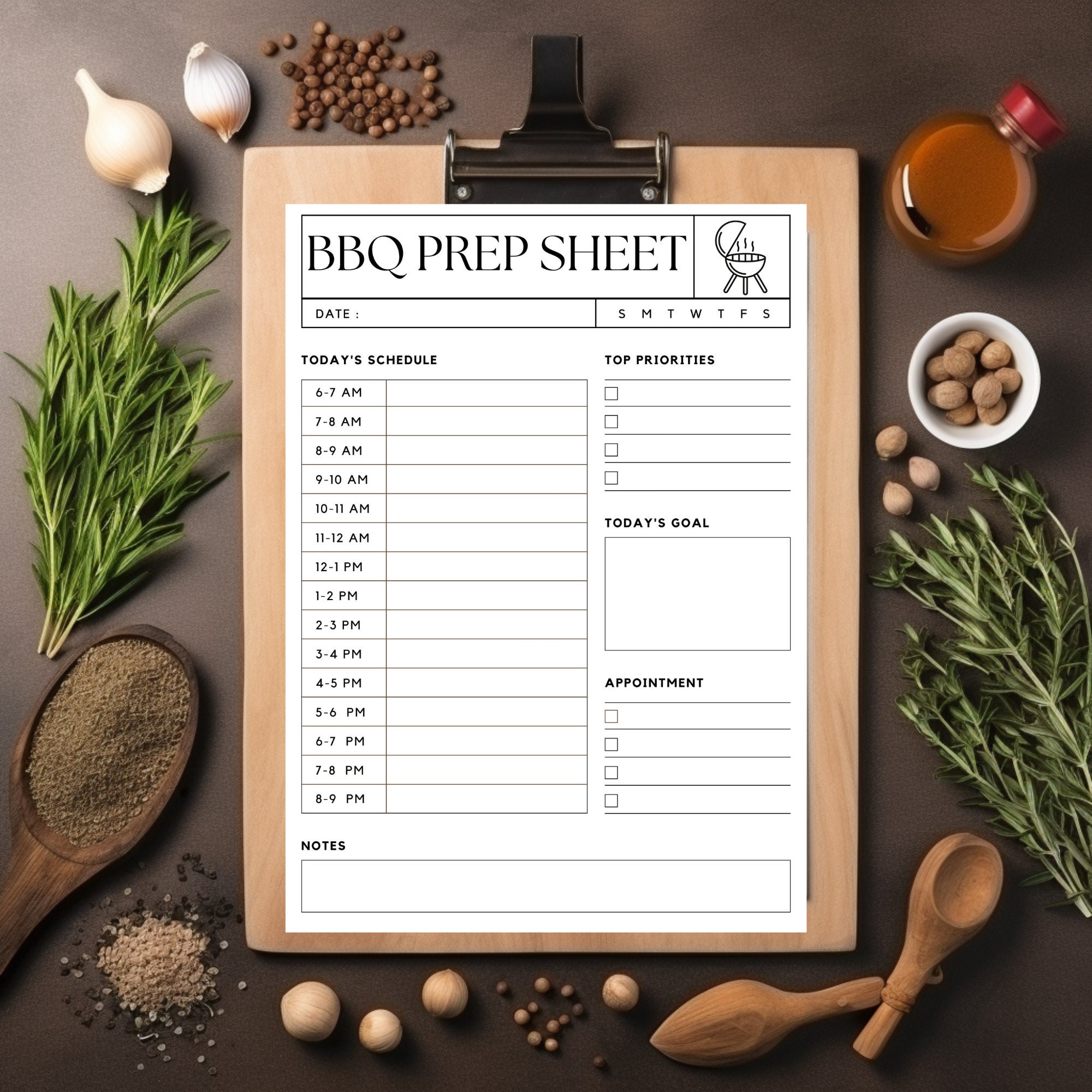 BBQ Prepsheet | BBQ Journal | Bbq Schedule | Printable PDF Digital ...