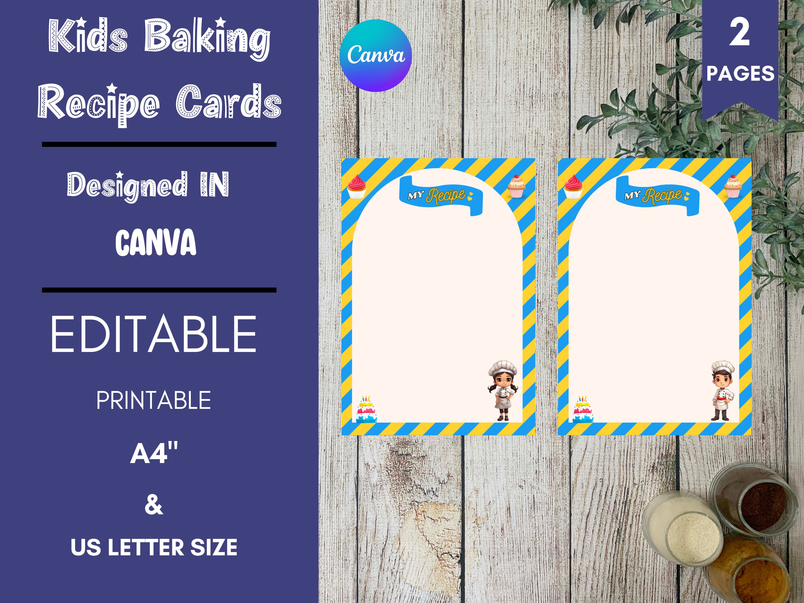 EDITABLE Recipe Card Template, Recipe Template, Children's Recipe Cards ...
