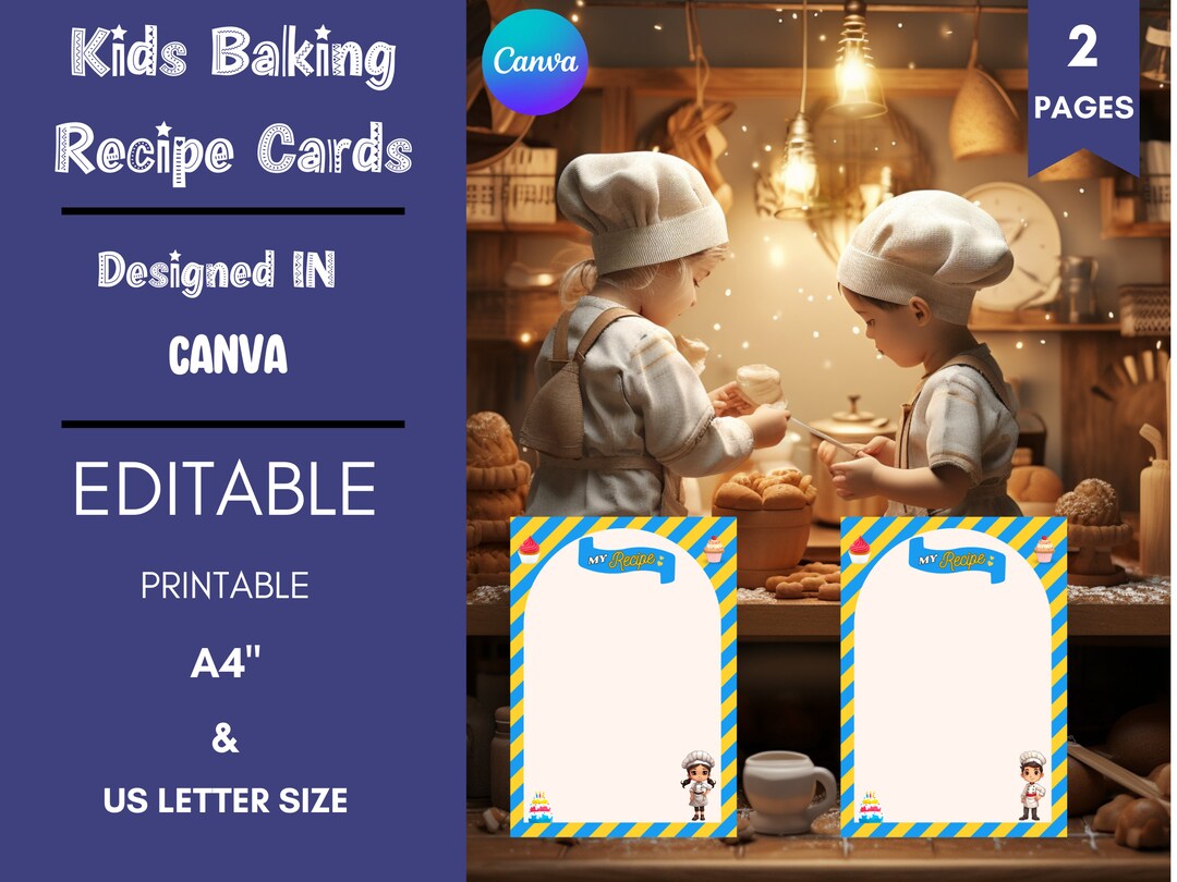 EDITABLE Recipe Card Template, Recipe Template, Children's Recipe Cards ...