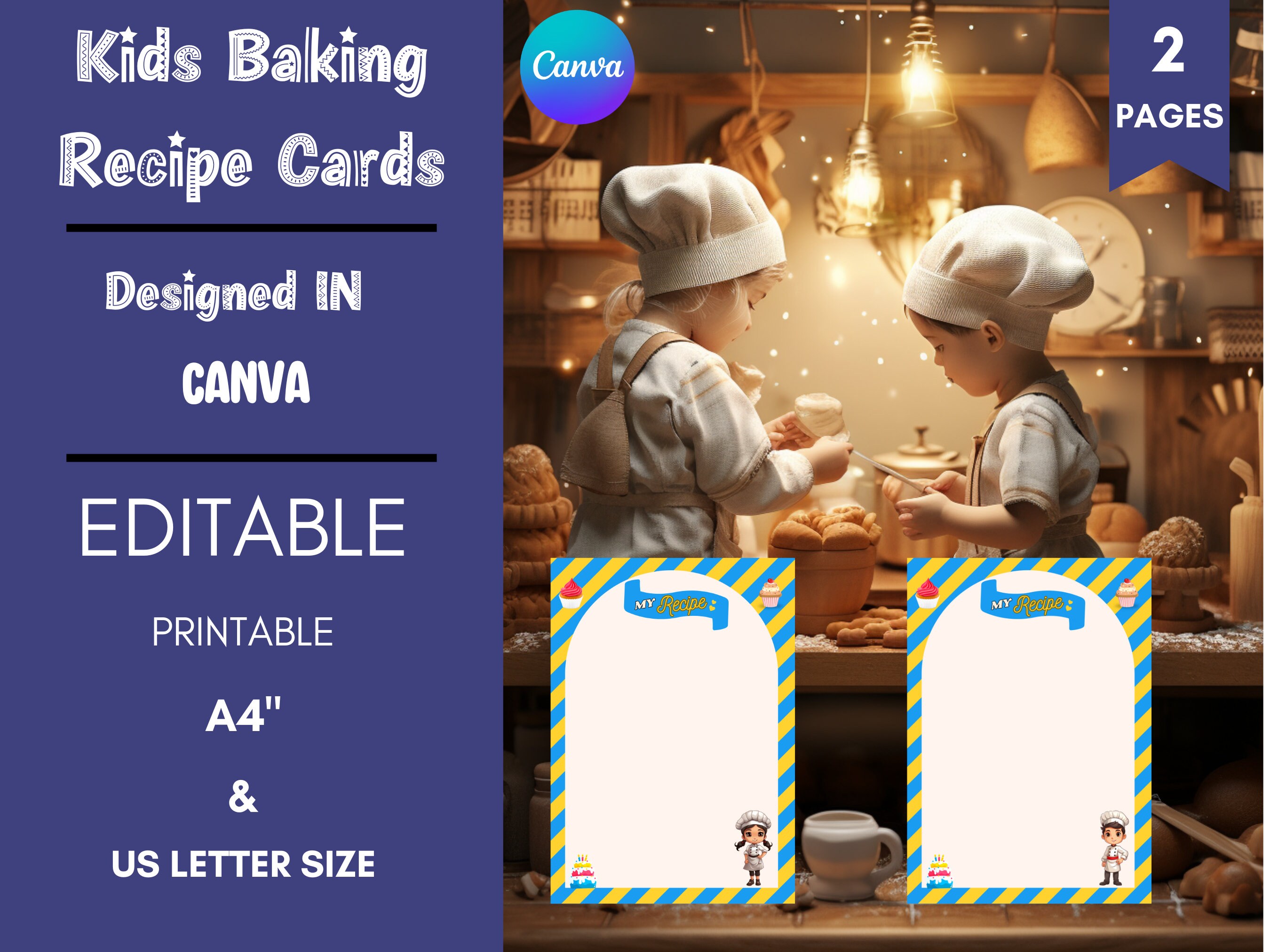 EDITABLE Recipe Card Template, Recipe Template, Children's Recipe Cards ...