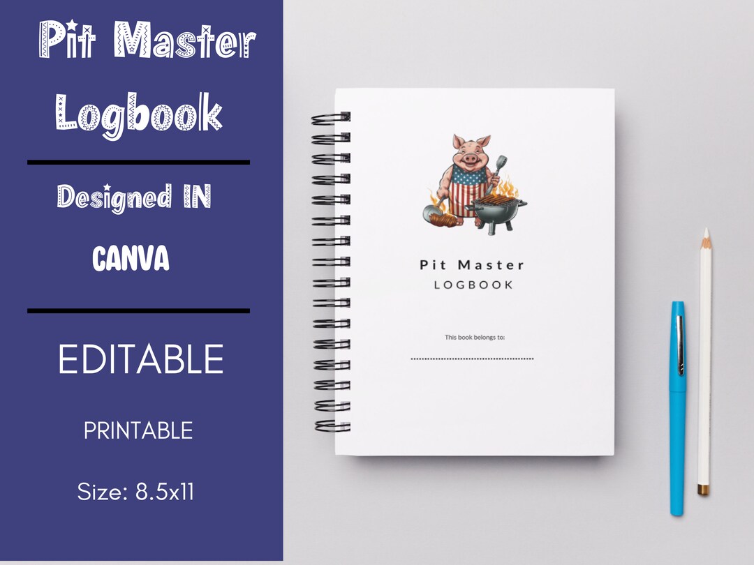 Pit Master Logbook BBQ Logbook BBQ Journal Printable Editable BBQ ...