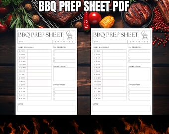 BBQ Prepsheet | BBQ Journal | Bbq Schedule | Printable PDF Digital ...