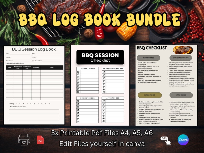 BBQ Logbook | BBQ Journal | Printable| Editable | BBQ Checklist | Pdf ...