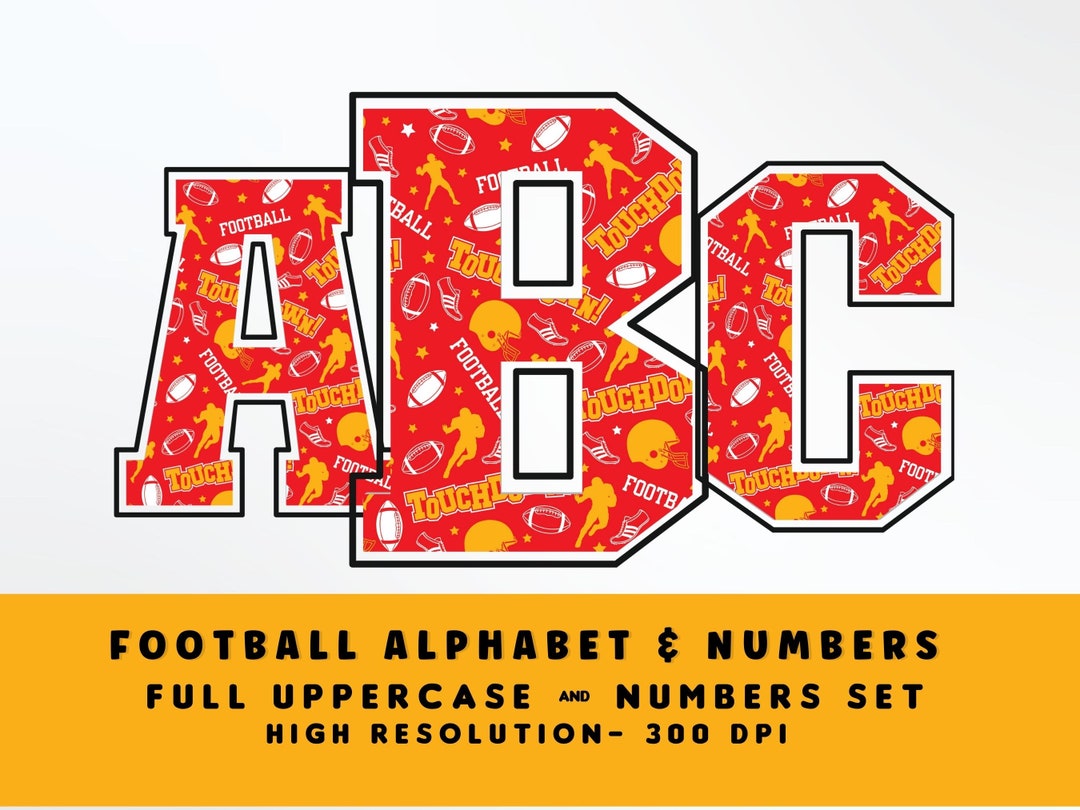 Football Letters & Numbers PNG Set: Sports Alphabet (digital Download ...