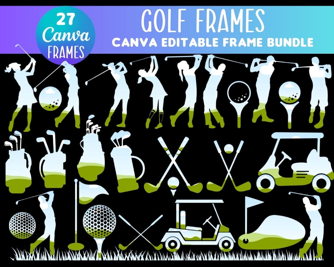 Golf Elements Canva Frame Bundle, Template Design Bundle, Drag & Drop ...