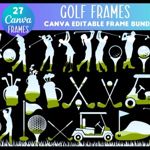 Golf Elements Canva Frame Bundle, Template Design Bundle, Drag & Drop ...