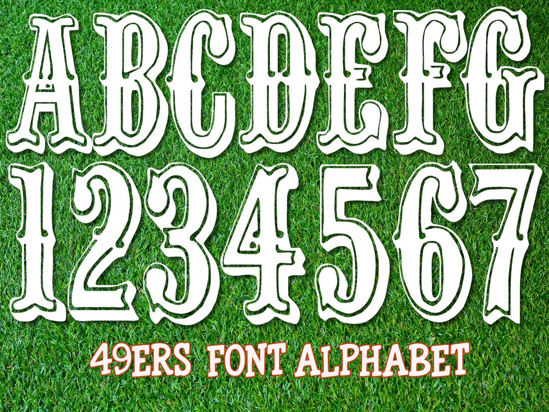 White 49ers Alphabet & Numbers, PNG Letters, Quentin Caps Font Alphabet ...