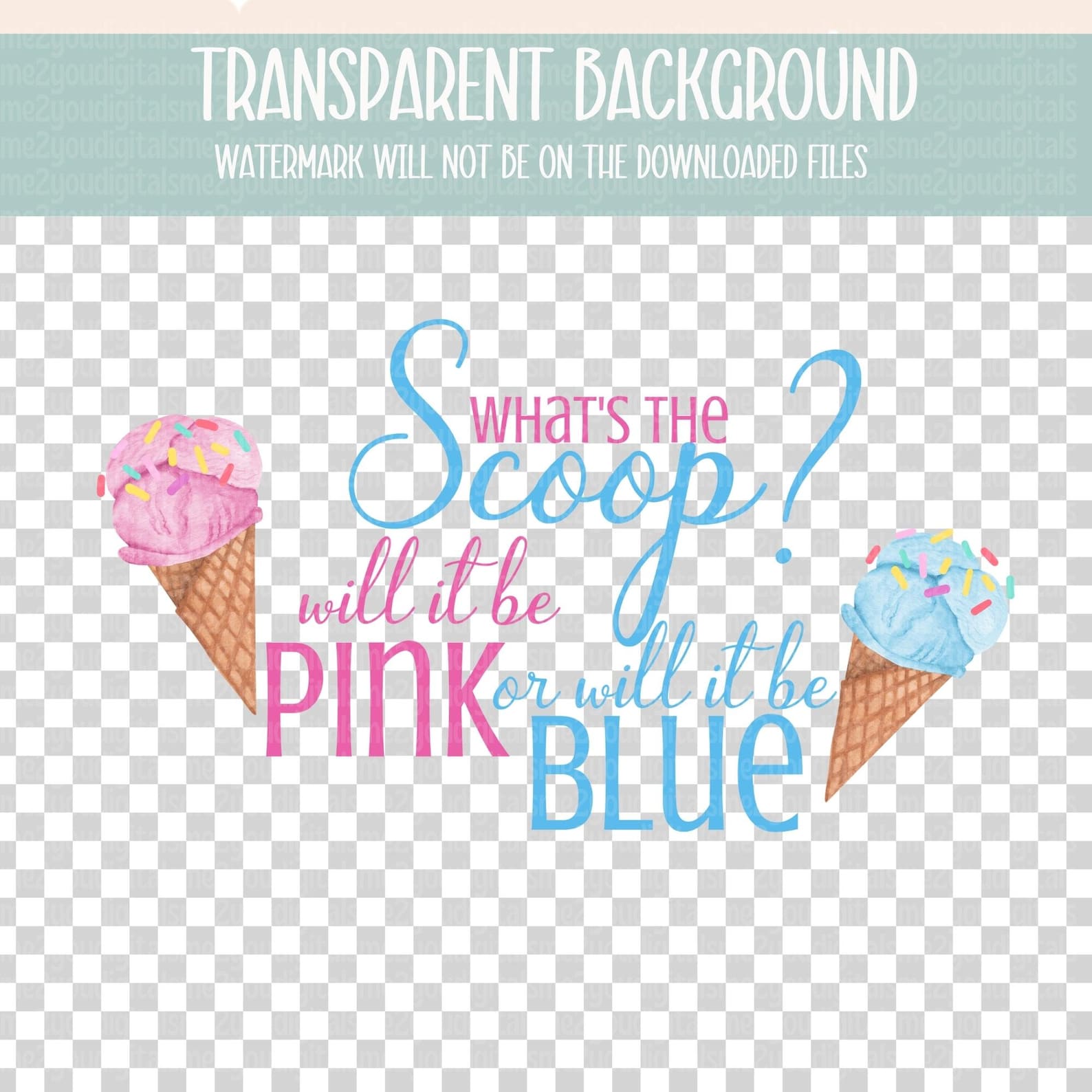 Ice Cream Gender Reveal PNG: 'what's the Scoop' Design (digital ...