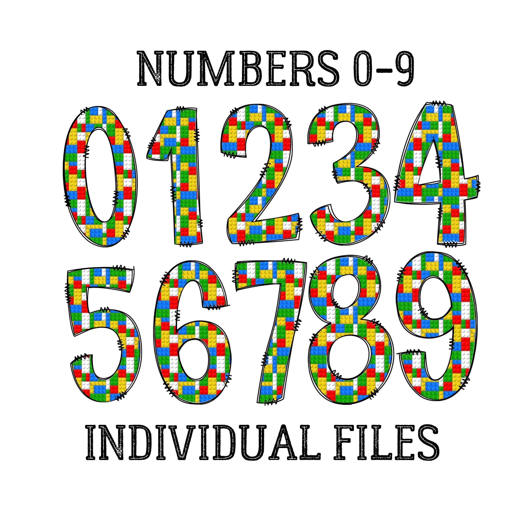 Building Blocks Doodle Alphabet & Numbers Set PNG - Etsy