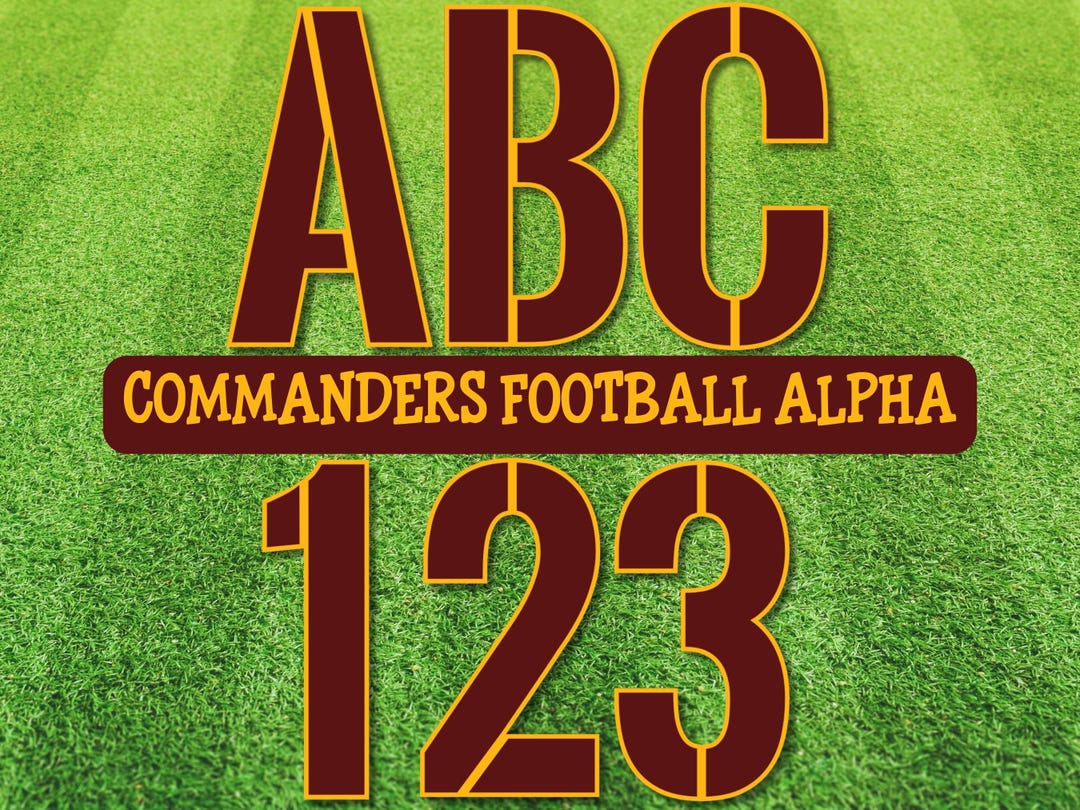 Washington Commanders Football Alphabet & Numbers PNG (digital Download ...