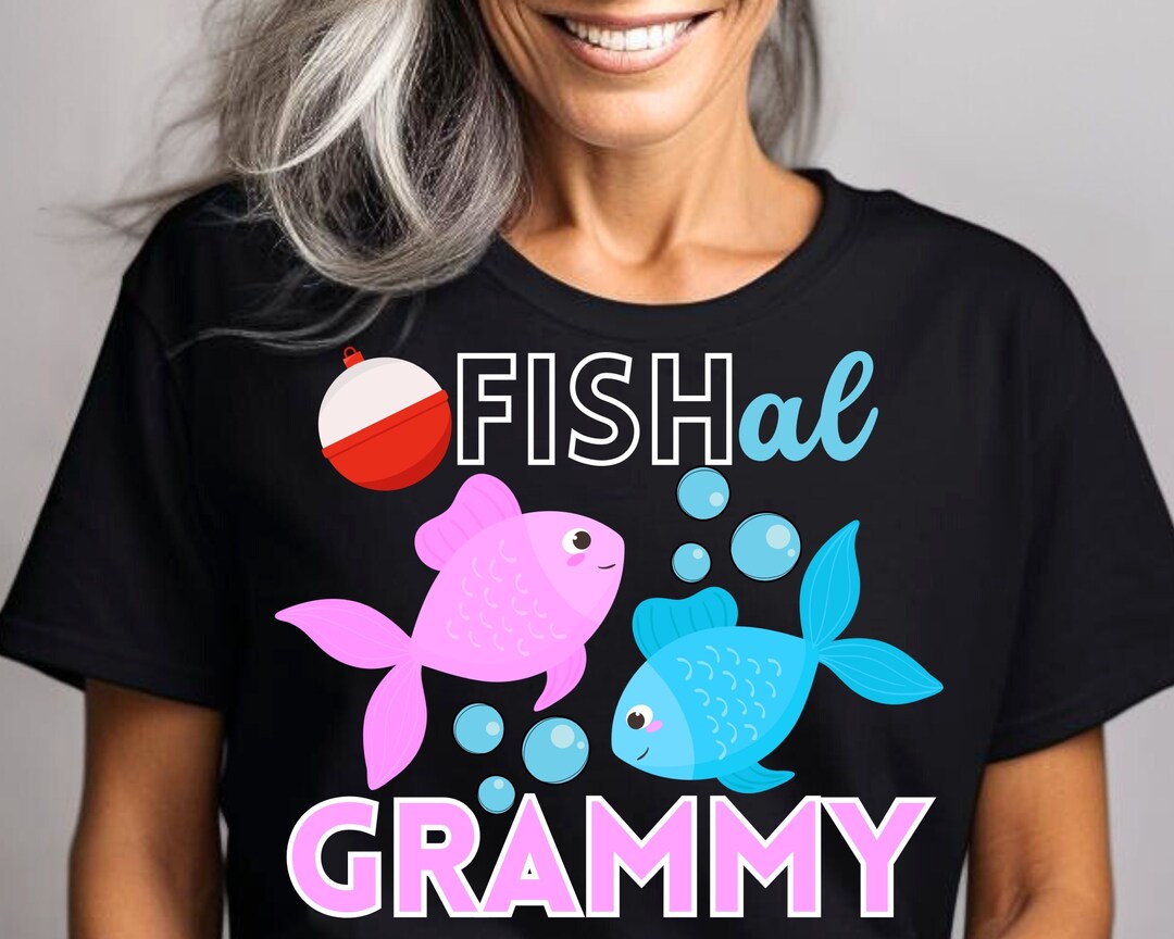 Grammy Fishing Gender Reveal Sublimation Design: Fis-he or Fi-she PNG ...