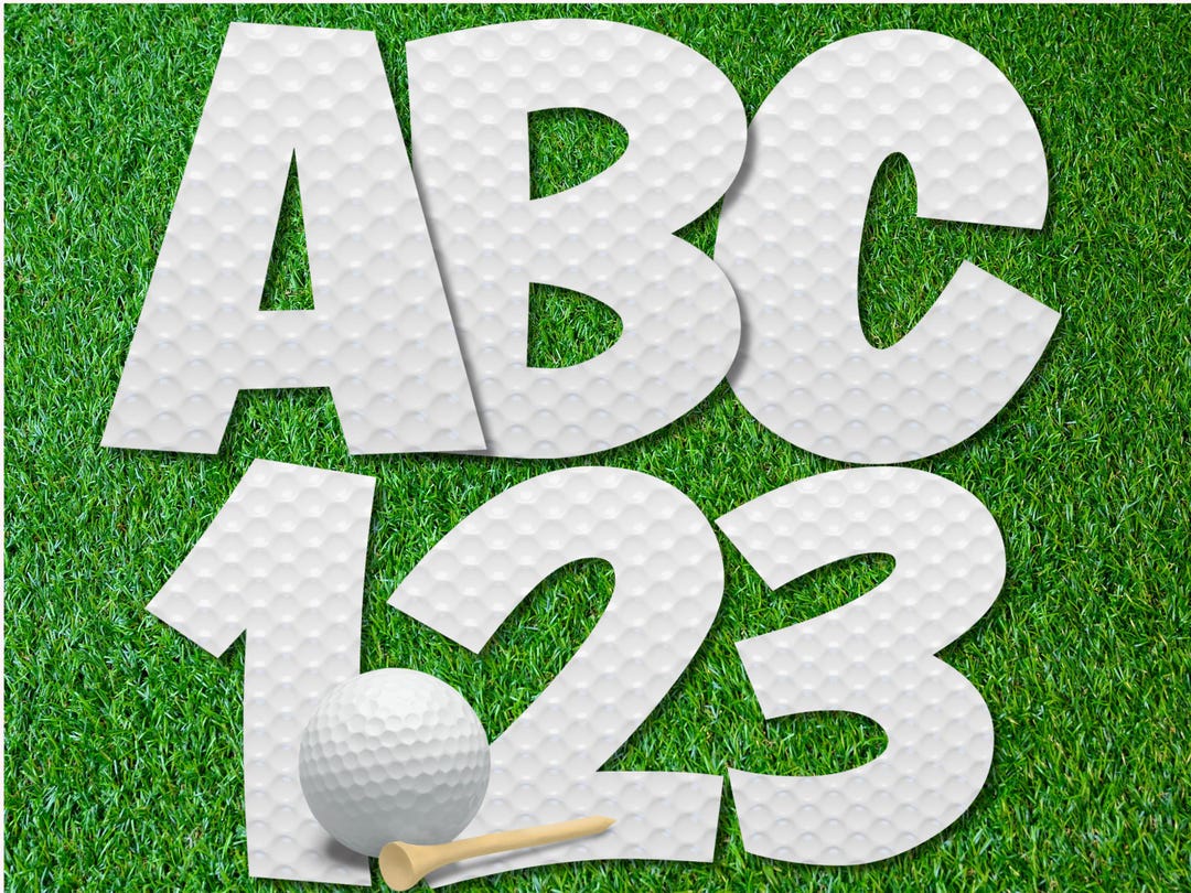 Golf Ball Sports Font Alphabet & Numbers Set PNG, Scrapbooking Letters ...