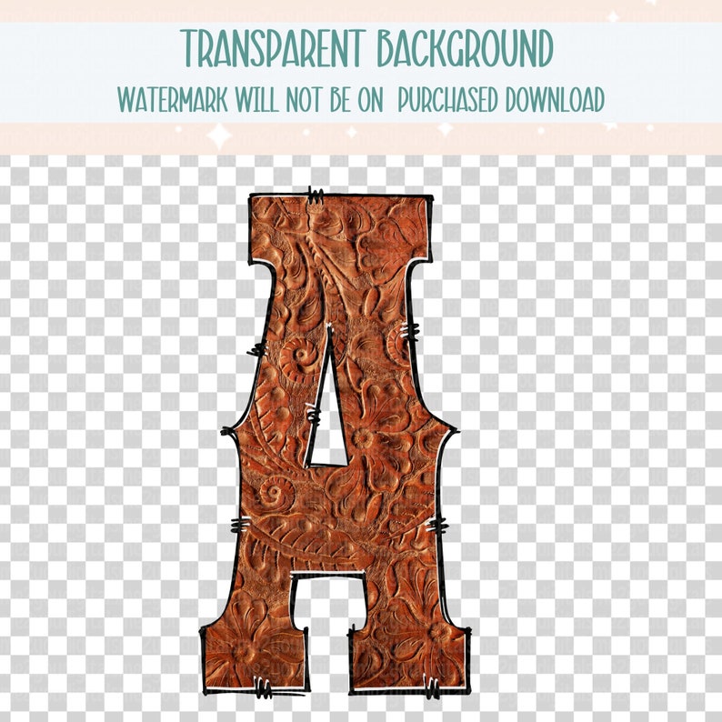Tooled Leather Western Alphabet & Numbers PNG: Doodle Font (digital ...