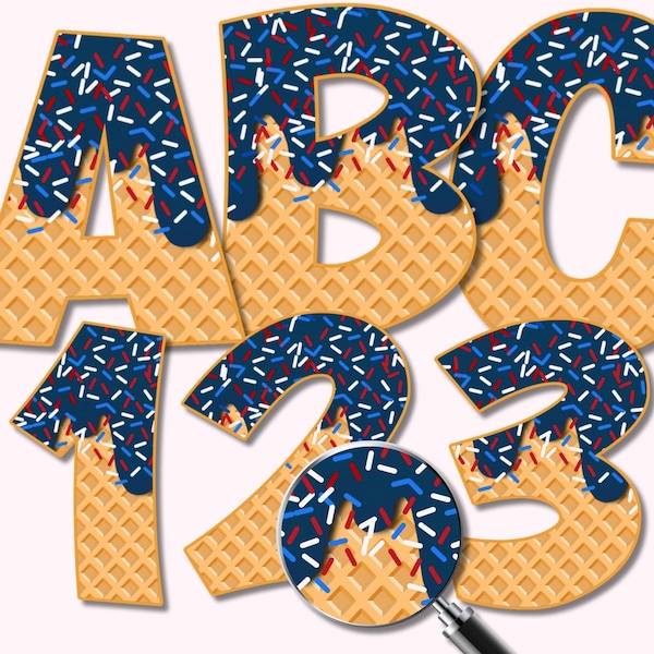 Waffle Cone Letters Blue Png - Etsy