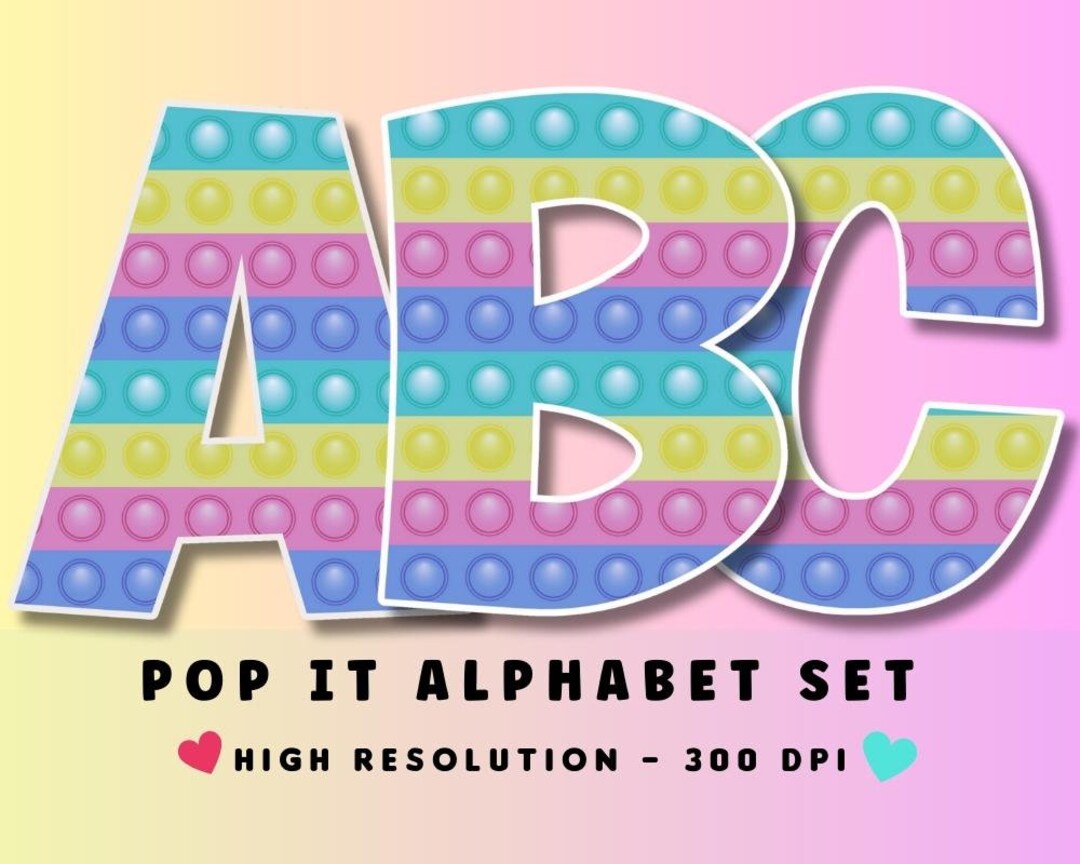 Pop Its Alphabet & Numbers Set PNG, Scrapbooking, Crafting, Iron On ...