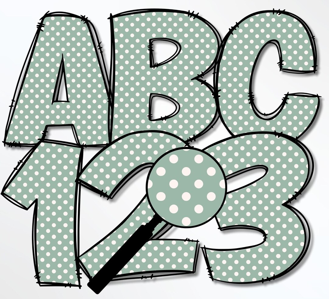 Fall Polka Dots Doodle Letter Set PNG, Fall Alphabet PNG, Sublimation ...