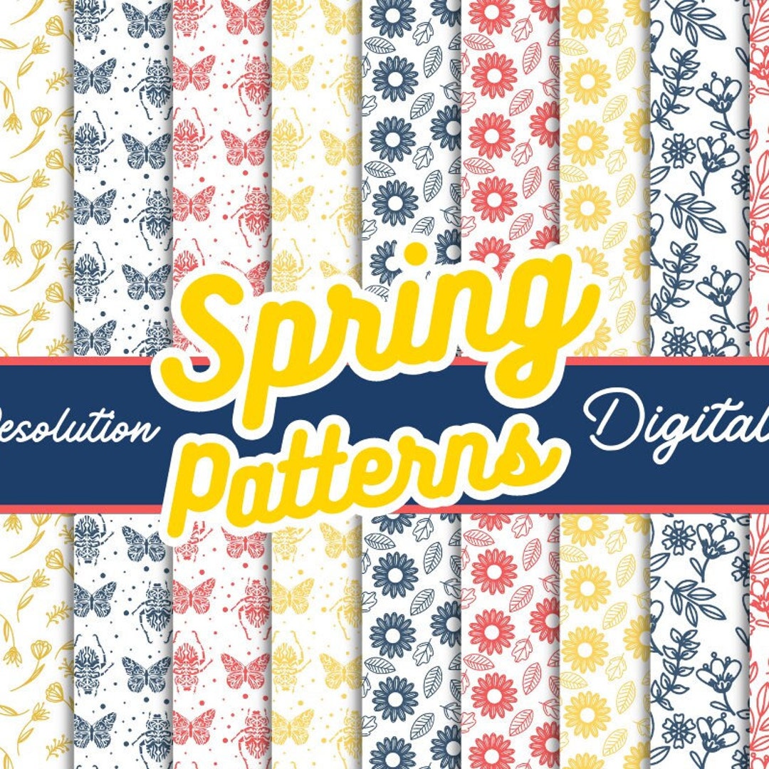 Spring Floral Digital Paper: 12x12 Scrapbook Patterns (digital Download ...