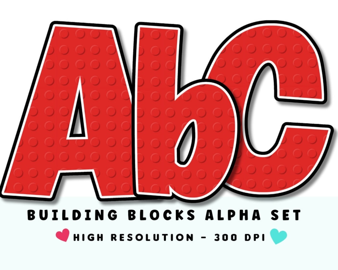 BUILDING BLOCKS Alphabet & Numbers Set PNG Scrapbooking, Crafting, Iron ...