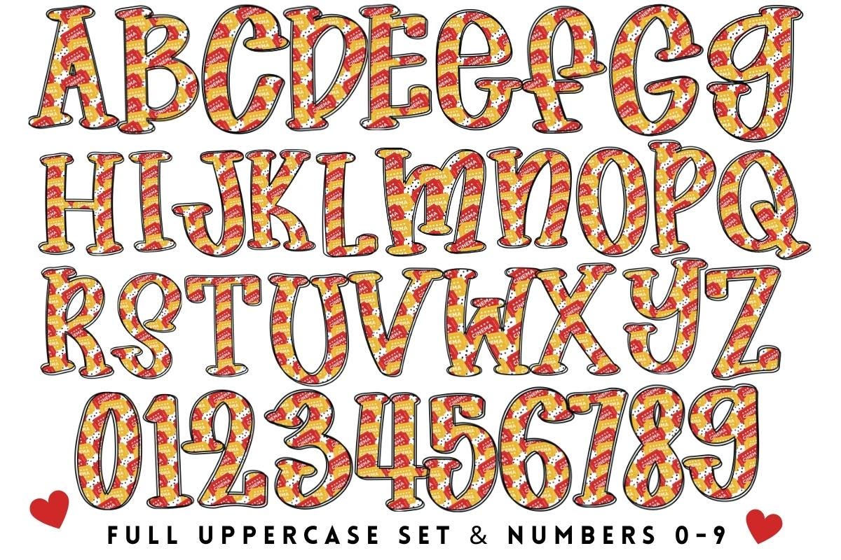 Popcorn Movie Letters PNG: Doodle Alphabet Set (digital Download) - Etsy