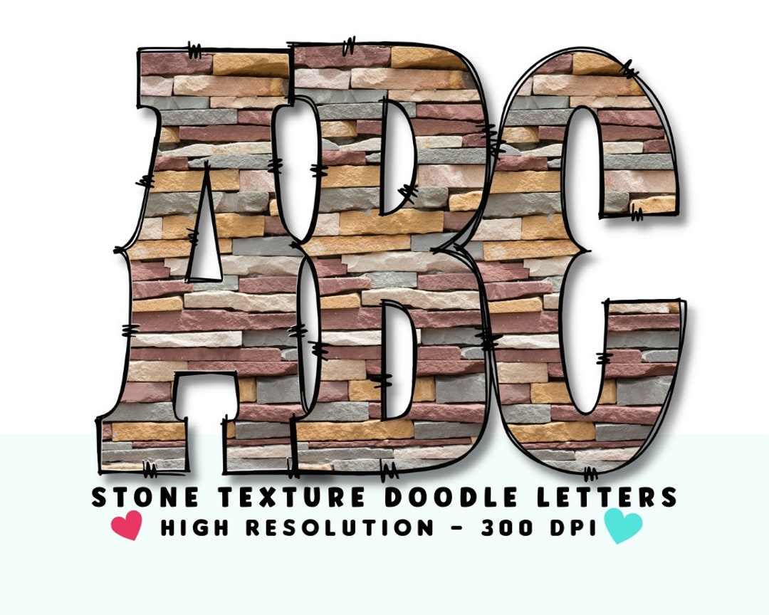 Stone Texture Doodle Alphabet & Numbers Set (PNG Digital Download) - Etsy