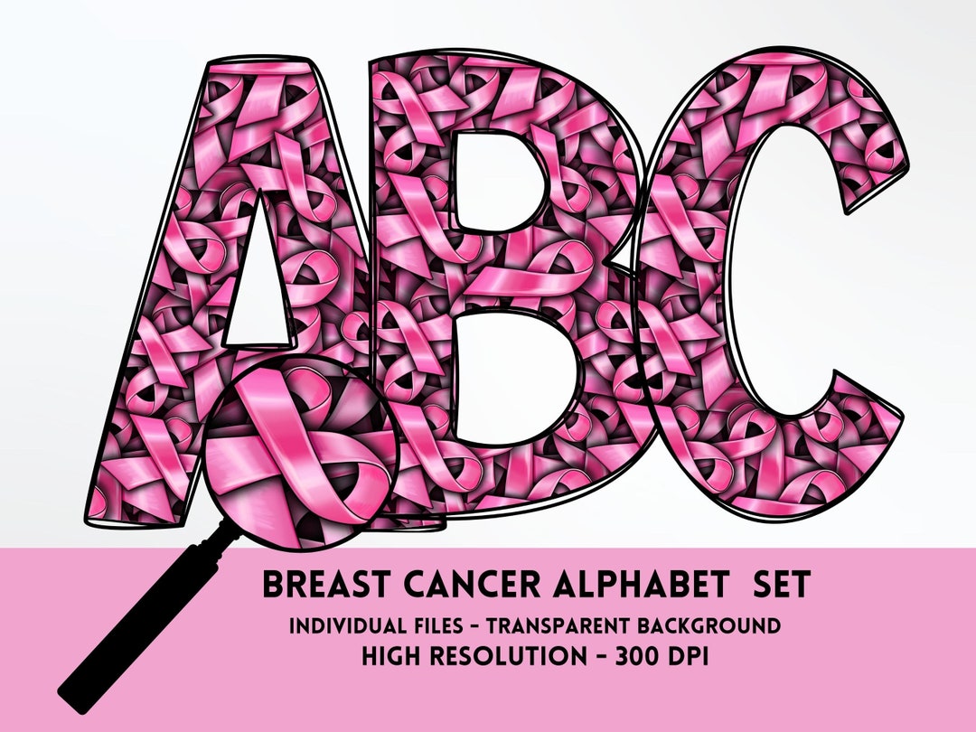 Breast Cancer Awareness Doodle Letters Set PNG, Cancer Alphabet PNG ...