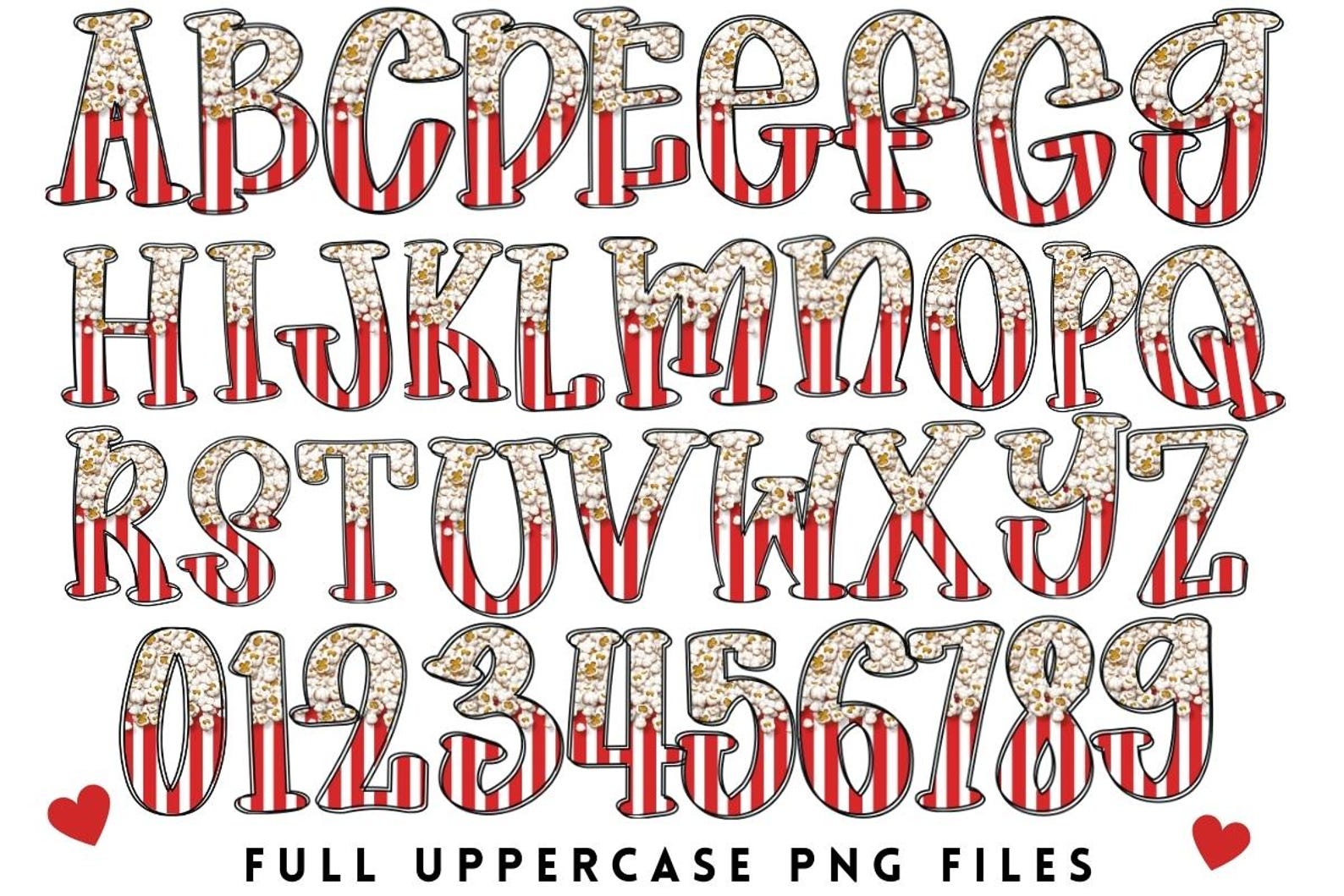 Popcorn Letters PNG: Movie Night Alphabet Set (digital Download) - Etsy