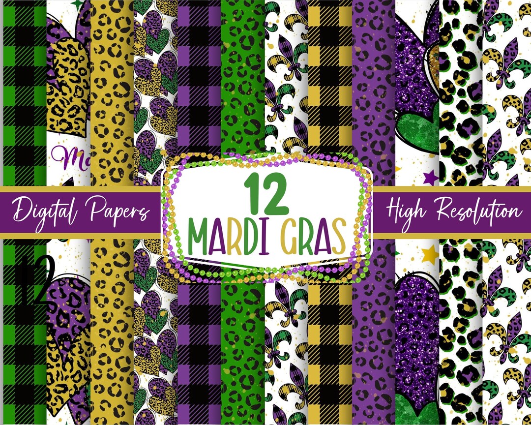 Mardi Gras Digital Paper High Resolution 12x12 Scrapbooking Cards ...
