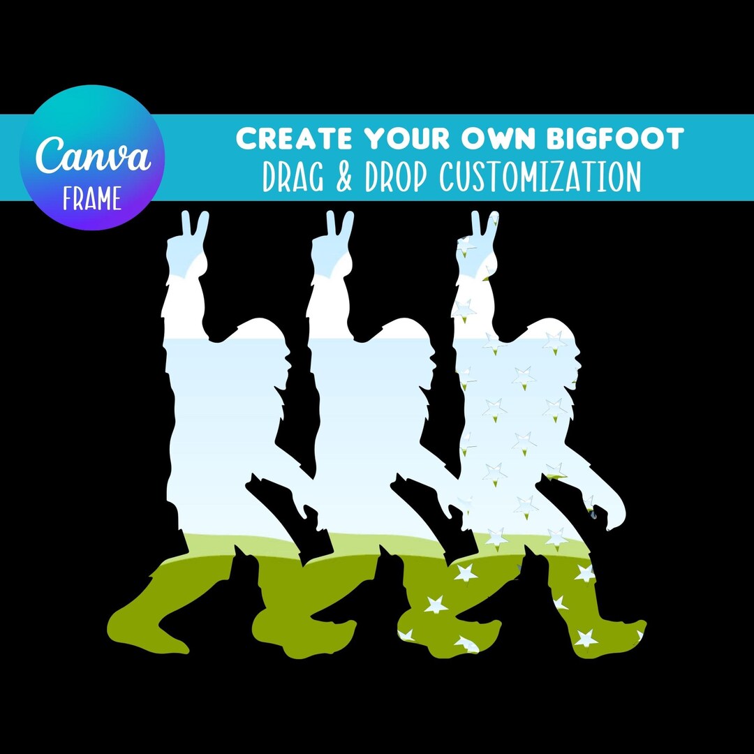 Sasquatch Bigfoot Canva Frame Bundle, Template Design Bundle, Drag and ...