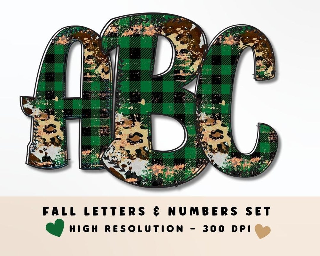 Leopard Plaid Fall Alphabet & Numbers PNG Set (digital Download) - Etsy UK