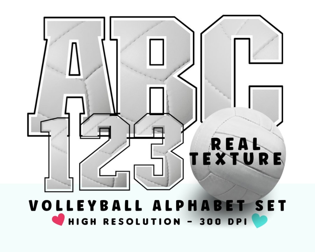Volleyball Font PNG: Sports Alphabet & Numbers Set (digital Download ...