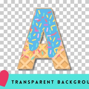 Waffle Cone Alphabet & Numbers PNG Set: Ice Cream Sprinkles (digital ...