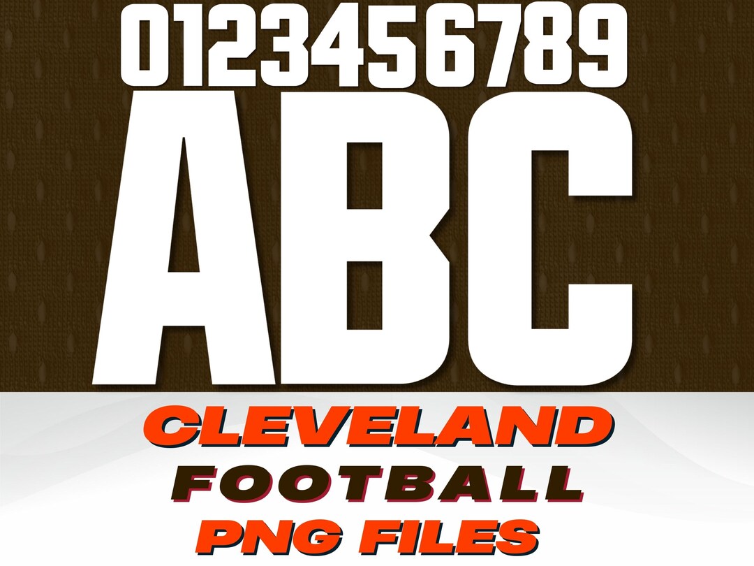 Cleveland Football Alphabet and Numbers Set, Sports Jersey Font (PNG ...