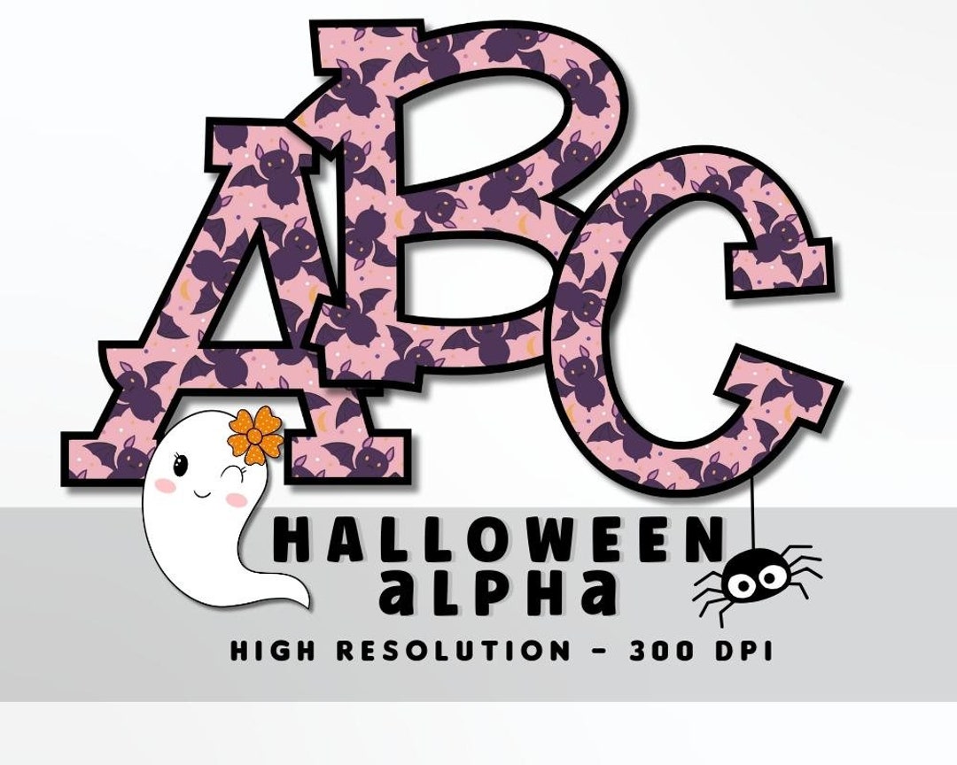 Halloween Alphabet PNG Set: Bat & Ghost Letters (digital Download) - Etsy